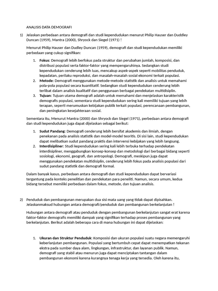 Analisis Data Demografi | PDF
