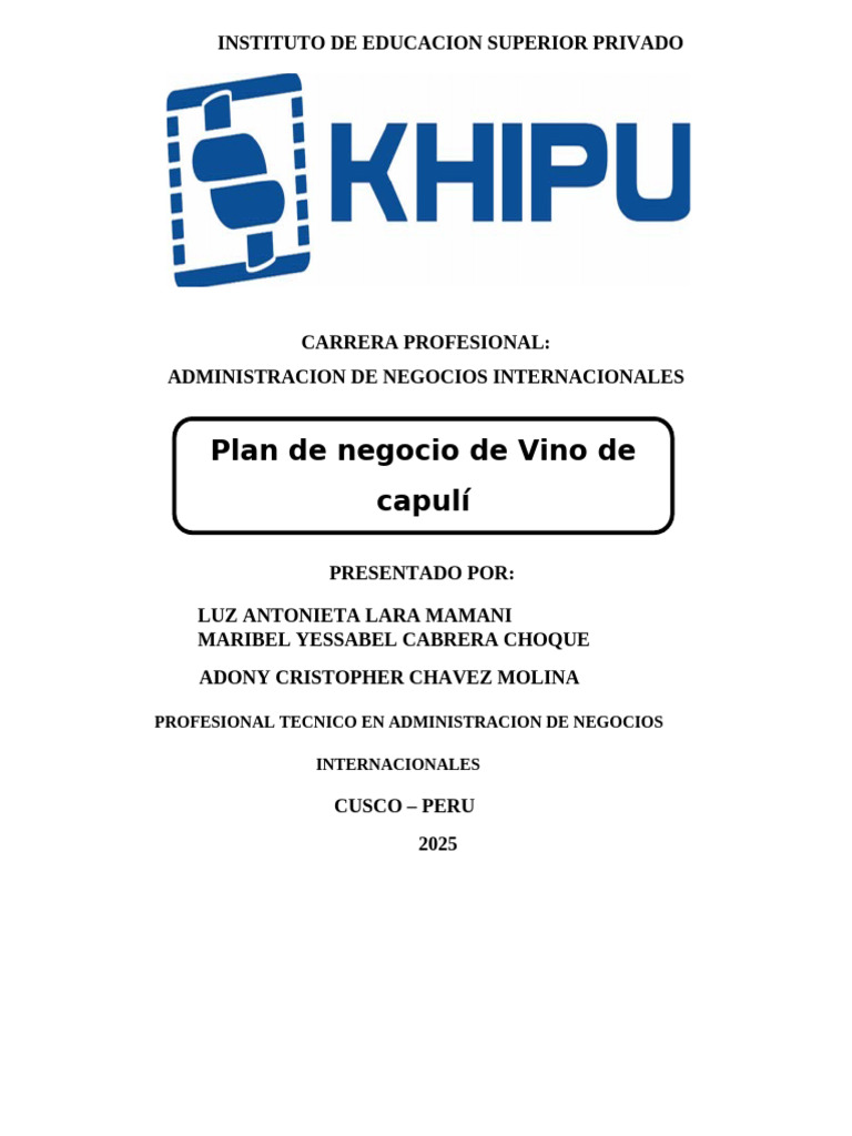 TRABAJO Elaboracion de Vino de Capuli 4 | PDF | Vino | Sustentabilidad
