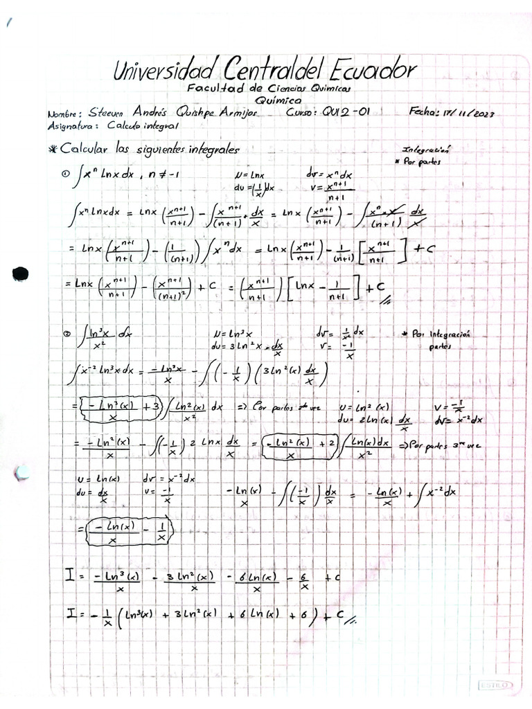 QG2-01_S.QUISHPE_INTEGRALES POR SUSTITUCION | PDF