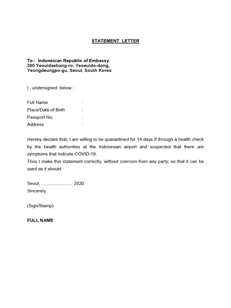 Statement Letter | PDF