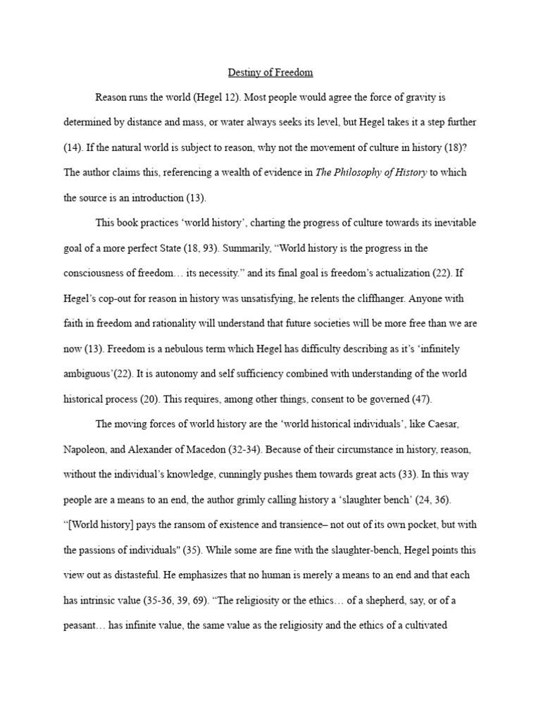 Hegel - Destiny of Freedom | PDF | Georg Wilhelm Friedrich Hegel | Reason