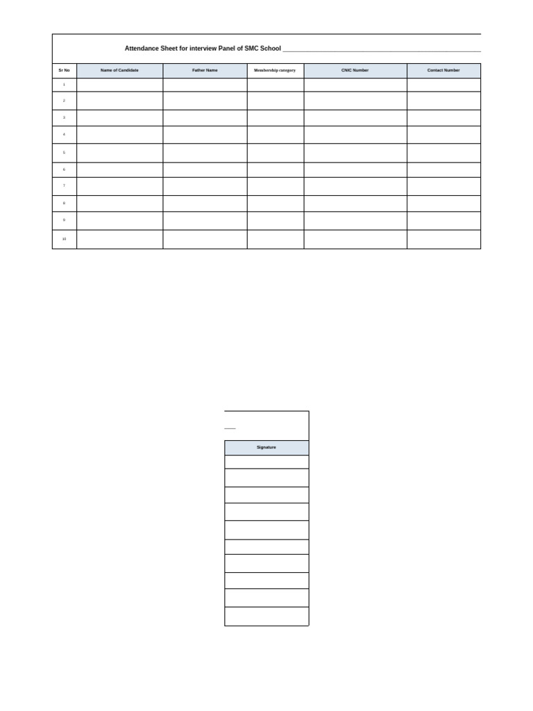 Attendance Sheet For Interview-1 | PDF