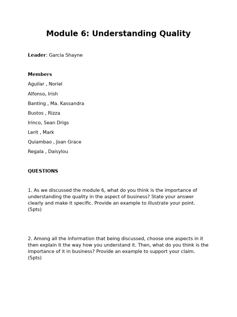Module 6 Questions 1 | PDF