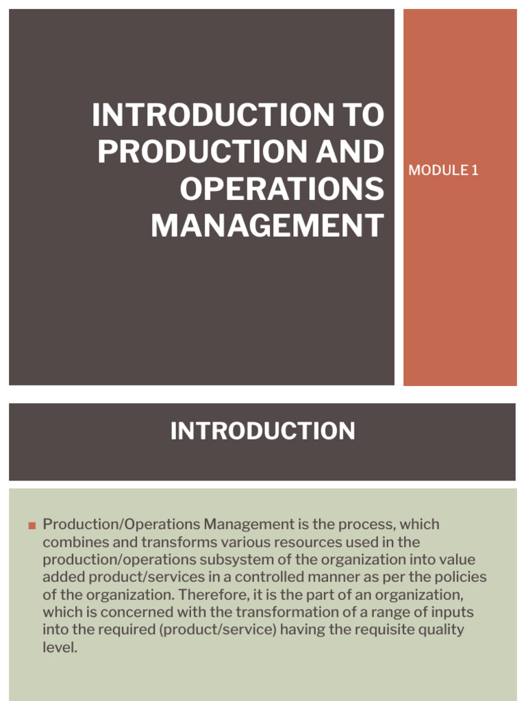 Ntroduction To Production and Operations Management | PDF | Goods | System
