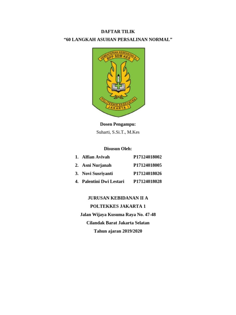 Daftar Tilik Persalinan Normal 60 Langkah | PDF
