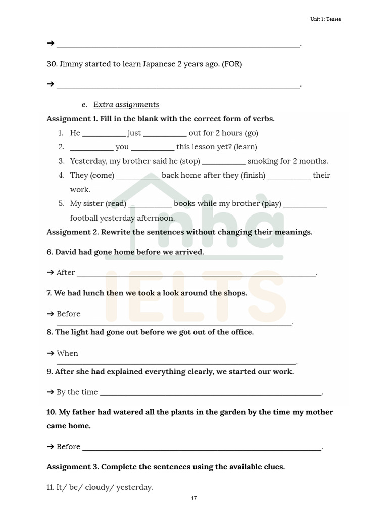 English Tenses Practice Assignments | PDF | Syntax | Grammar