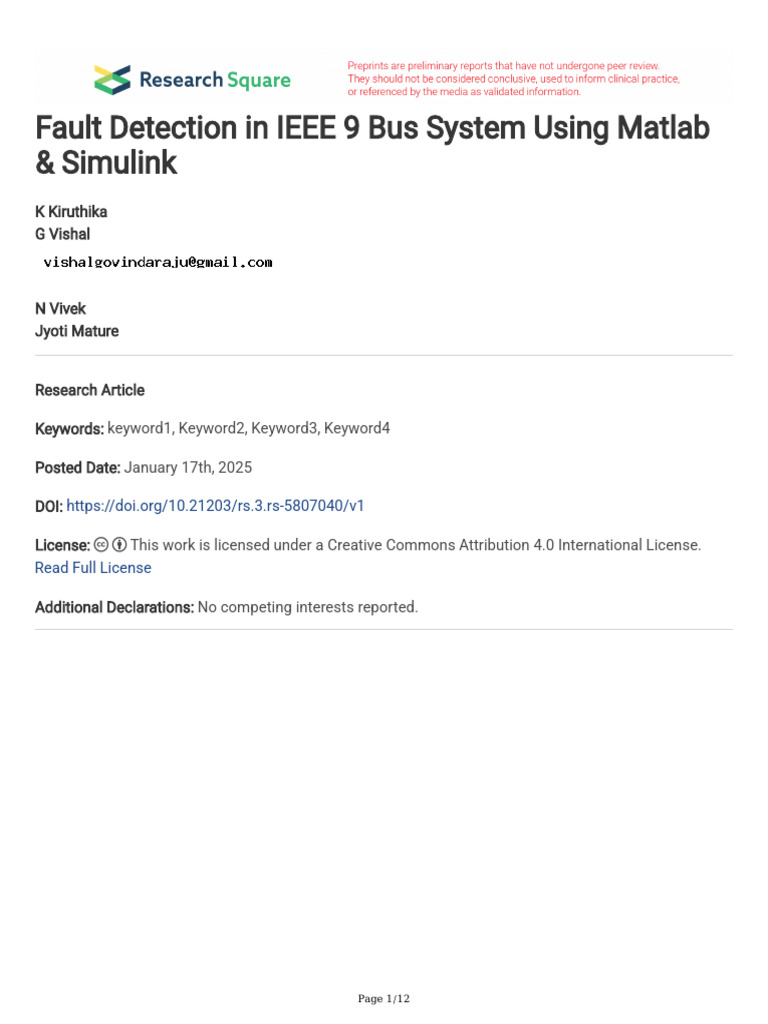 [1] Fault_Detection_in_IEEE_9_Bus_System_Using_Matlab_ | PDF | Electric Power Transmission | Relay