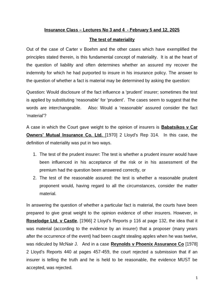 Lecture 3 and 4 of 2025 Materiality in Insurance Contracts Revised and ...