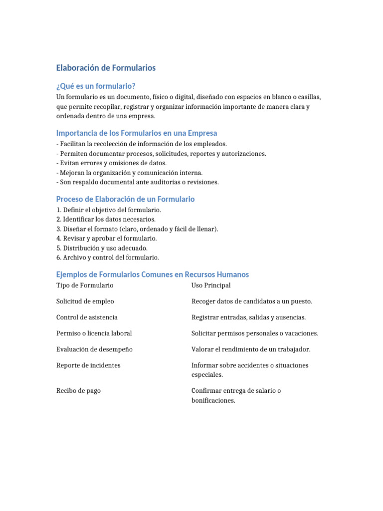 Elaboracion de Formularios | PDF