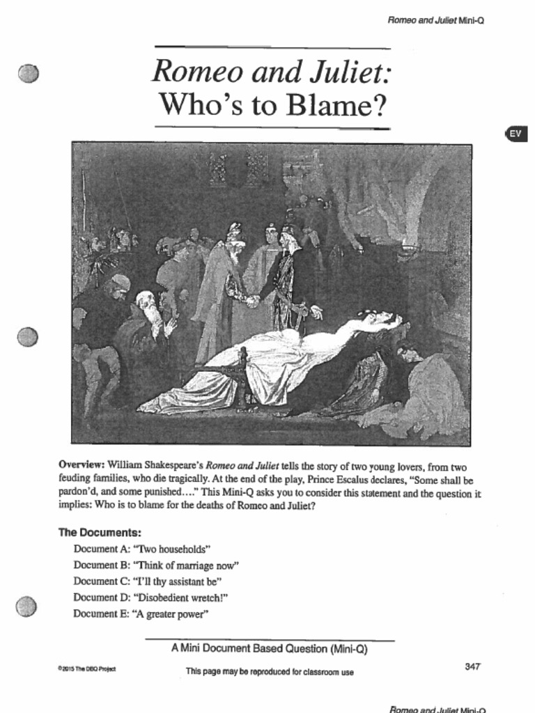 Blame in Romeo and Juliet's Tragedy | PDF | Characters In Romeo And ...