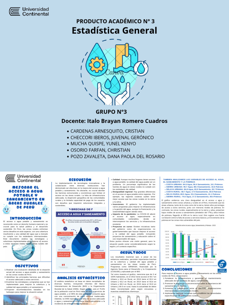 PRODUCTO ACADEMICO N° 3 ESTADISTICA GENERAL | PDF | Infraestructura | Agua