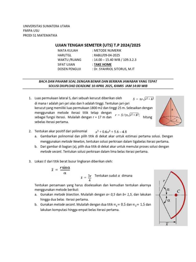 Soal Uts Metode Numerik April 2025 | PDF