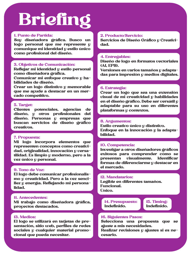 Brief para Logo Personal de Diseño | PDF | Diseño gráfico | Diseño