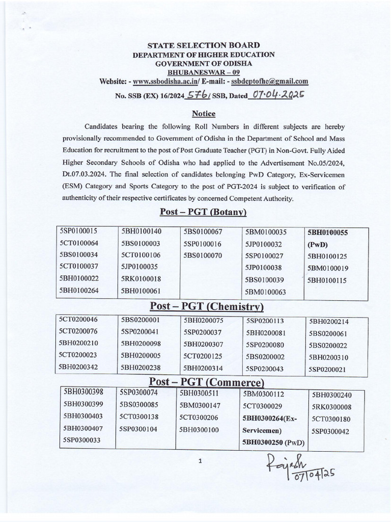 PGT Final Result 2024 07 04 2025 | PDF