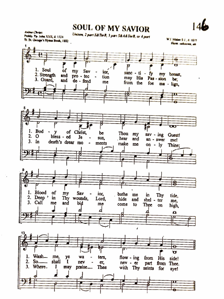 Soul of My Savior Hymn Lyrics | PDF