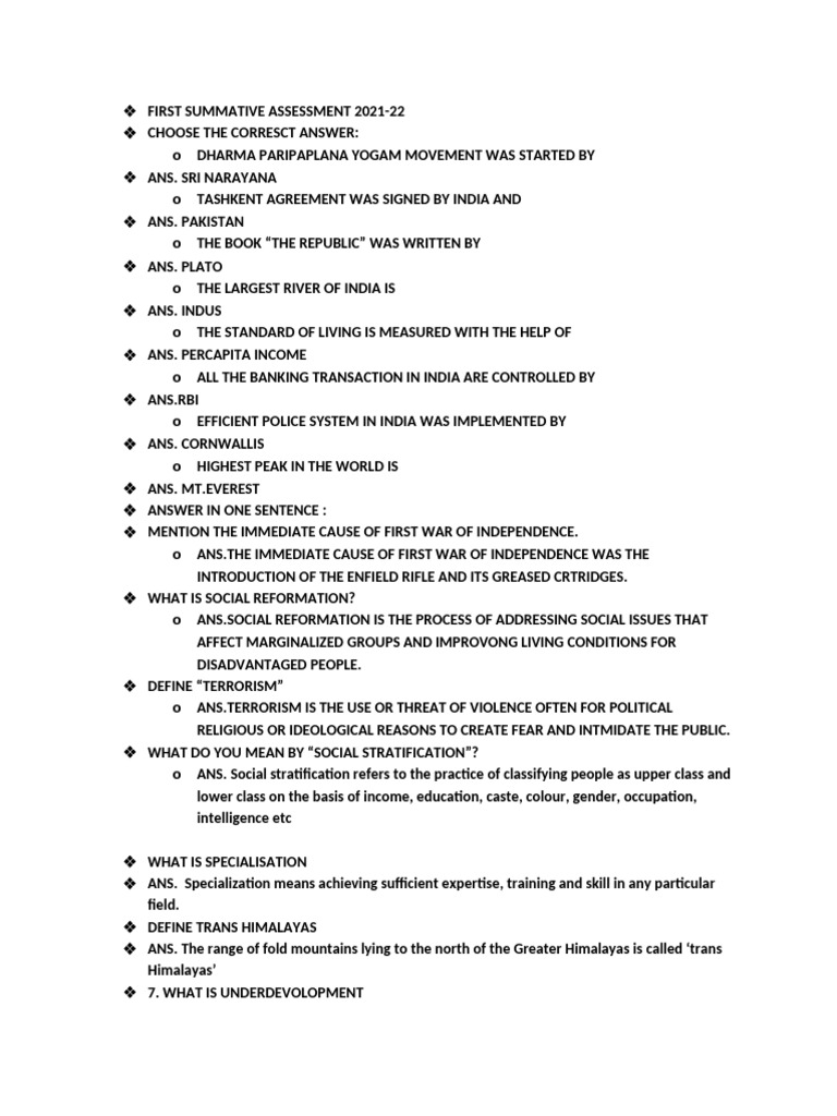 First Summative Assessment 2021-22 | PDF | Soil | Erosion