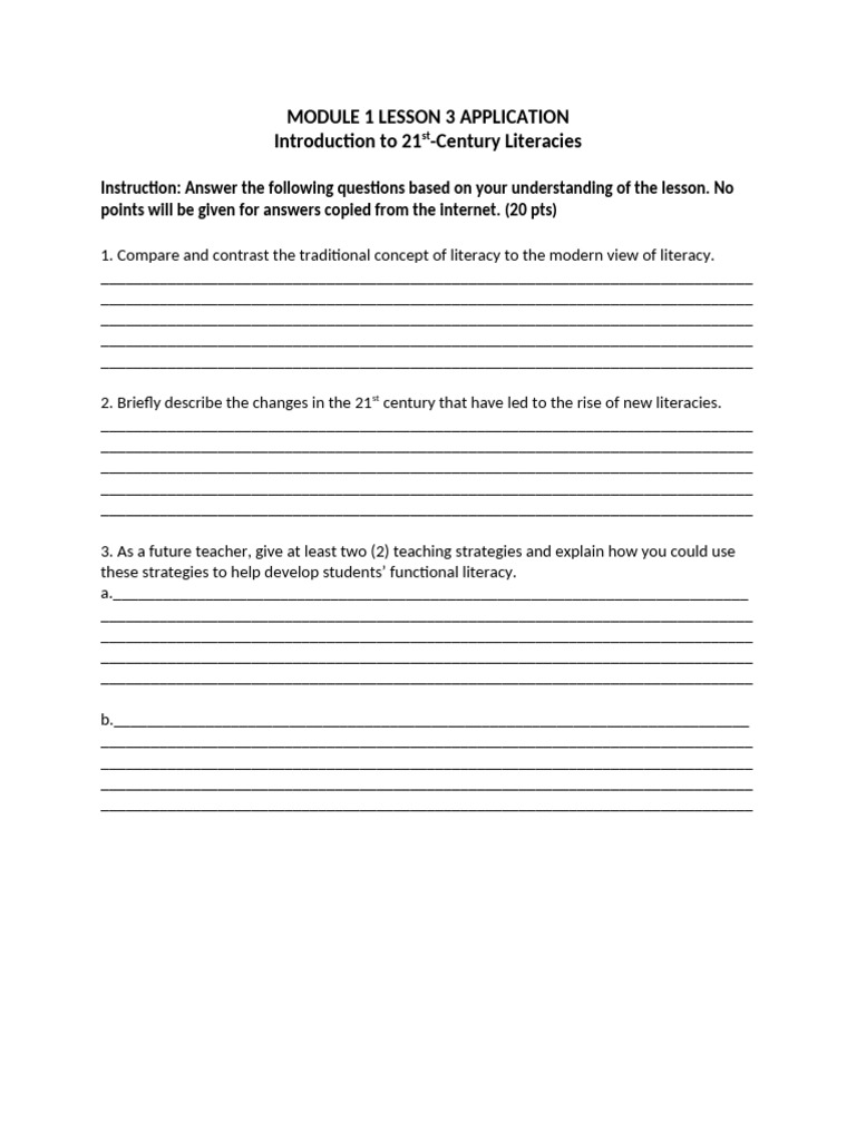 Module 1 Lesson 3 Application | PDF