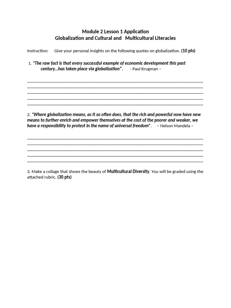 Module 2 Lesson 1 Application | PDF