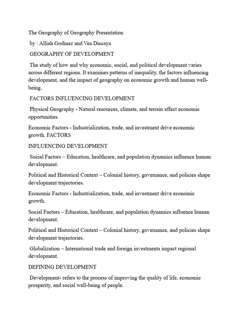 Geography of Development | PDF | Economic Growth | Infrastructure