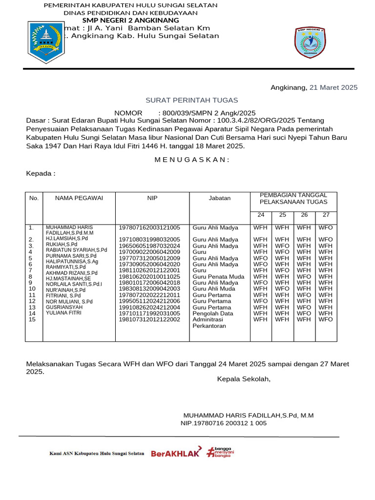 SURAT WFH DAN WFA (1) | PDF