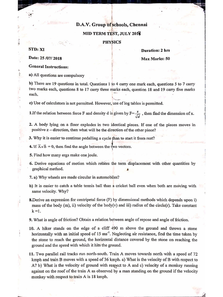 Physics Question Papers | PDF