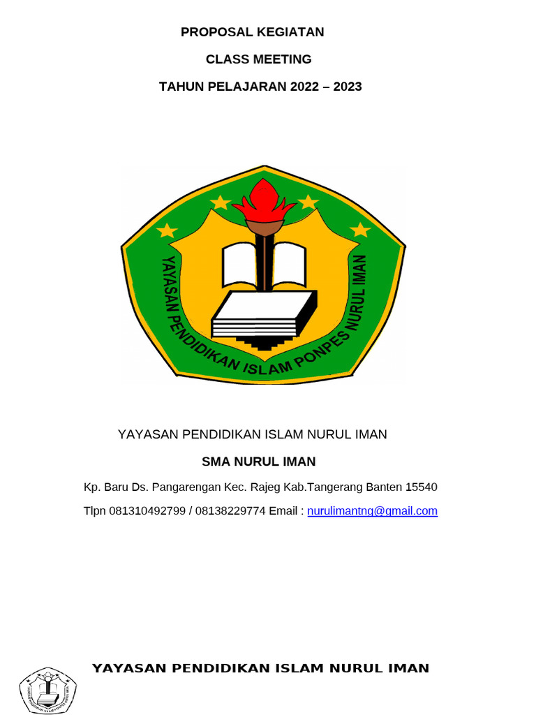 Proposal Kegiatan Class Meeting | PDF