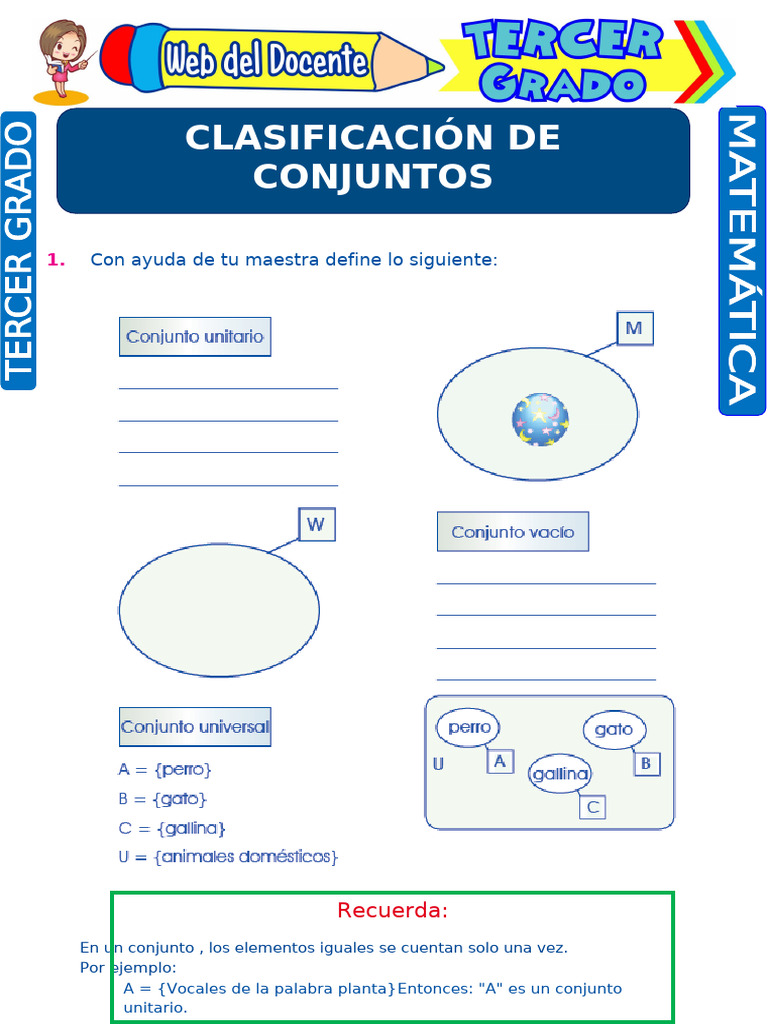 Clasificación de Conjuntos para Tercer Grado de Primaria | PDF