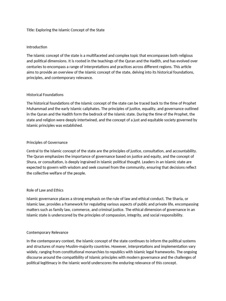 Islamic Concept of the State Explained | PDF | Sharia | Governance