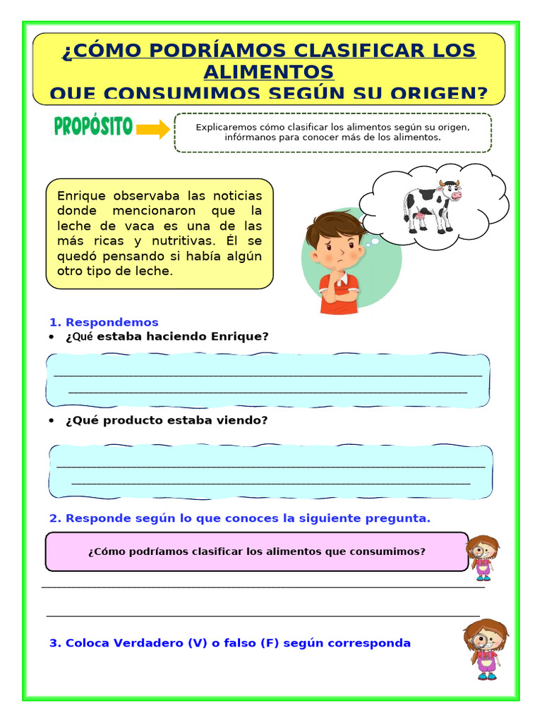 U2 S4 FICHA D4 CT COMO PODRIAMOS CLASIFICACION DE LOS ALIMENTOS SEGUN SU ORIGEN | PDF | Alimentos