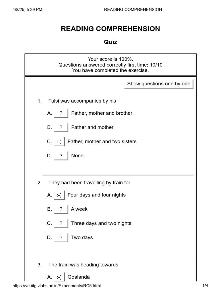 Reading Comprehension 5 | PDF