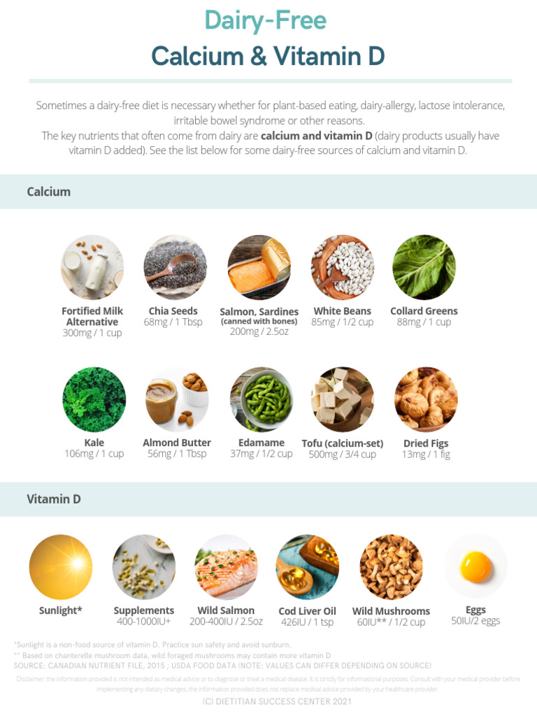 Dairy-Free Calcium & Vitamin D Sources | PDF