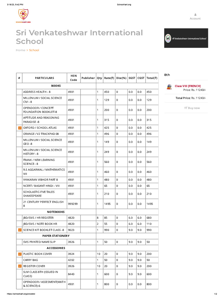 Book List-Class VIII | PDF