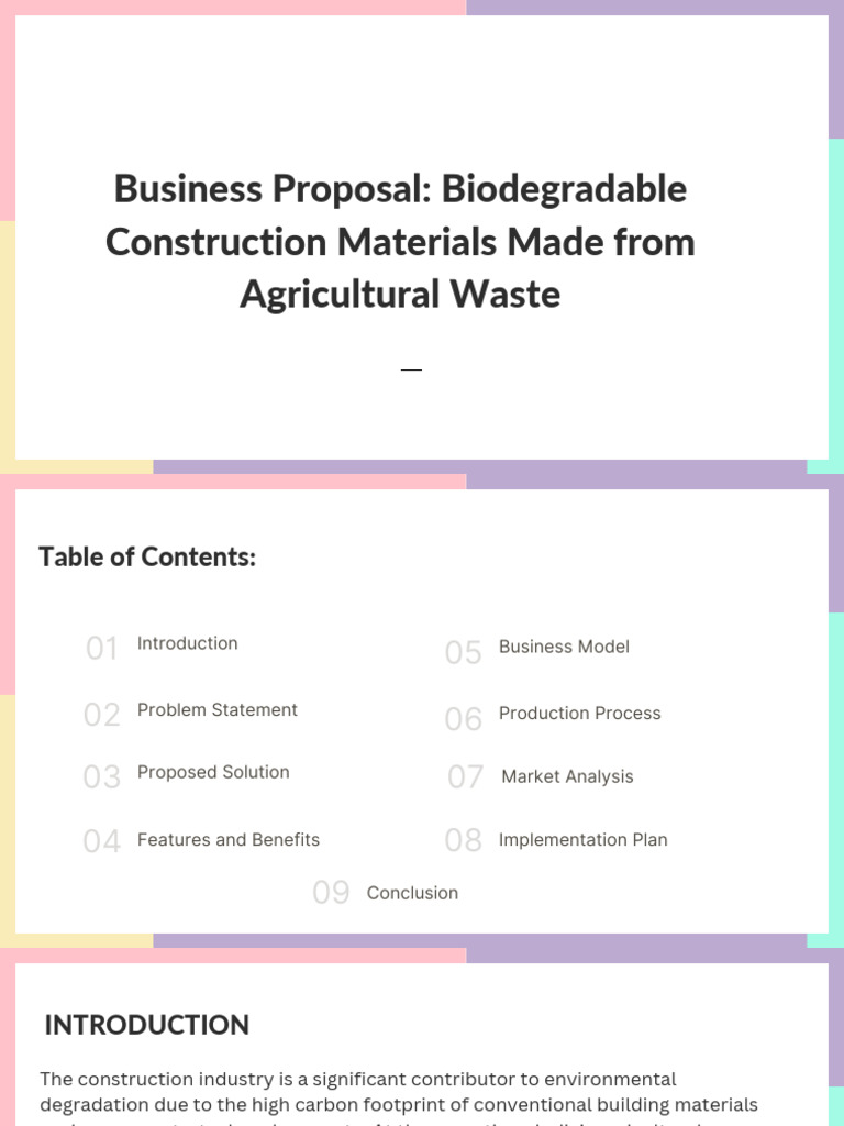 Business Proposal Biodegradable Construction Materials Made From Agricultural Waste | PDF ...