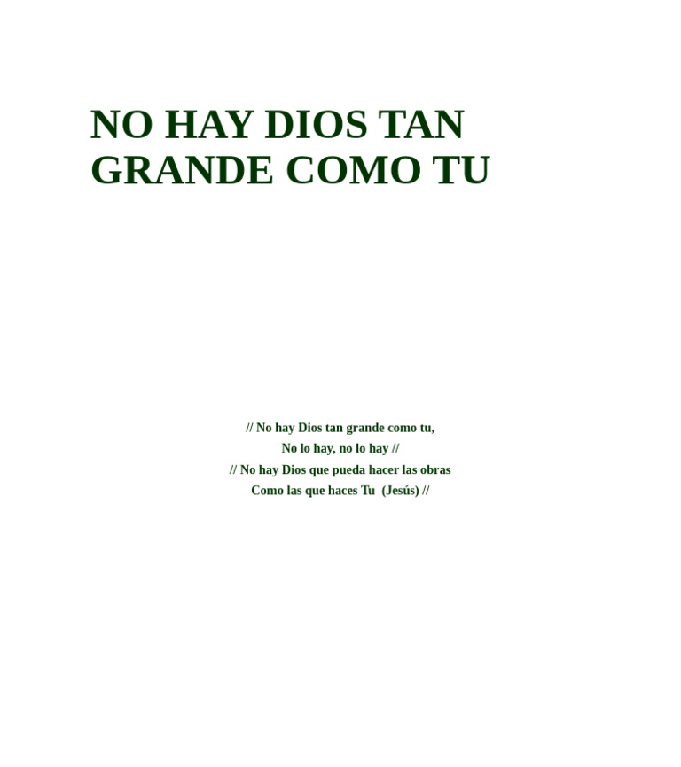 No Hay Dios Tan Grande Como Tu | PDF