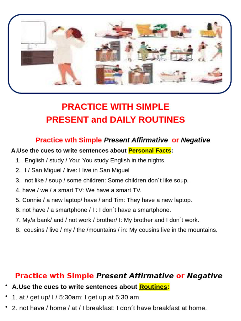 Practice With Simple Present and Daioly Routines | PDF | Physical ...