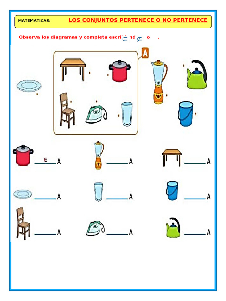 Diagramas de Conjuntos: Pertenencia | PDF