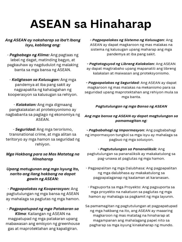 Mga Isyung Kinakaharap NG ASEAN Ang ASEAN Ay Nakaharap Sa Iba't Ibang ...