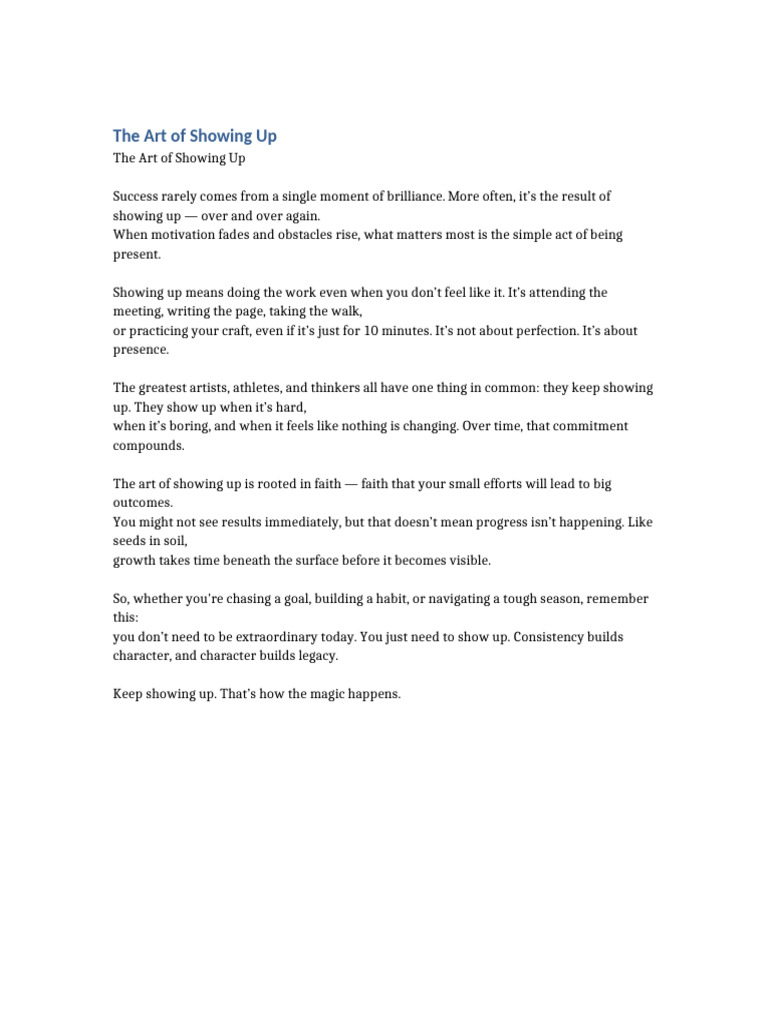 The Art of Showing Up: Consistency Matters | PDF