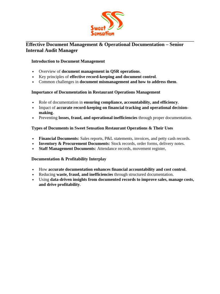Effective Document Management & Operational Documentation - Senior ...