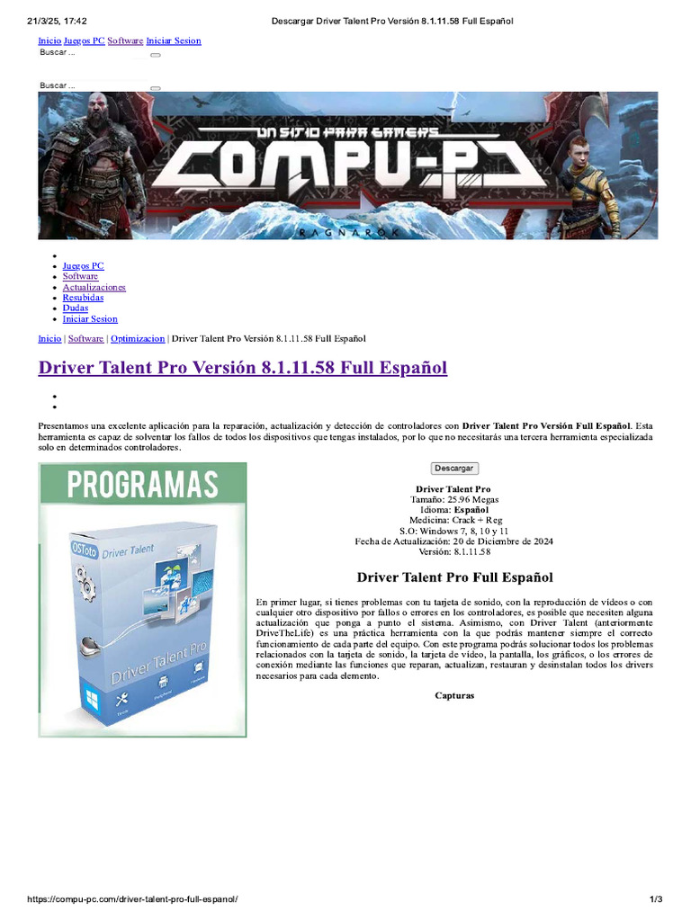 Descargar Driver Talent Pro Versión 8.1.11 | PDF
