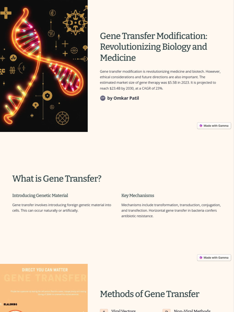 Gene Transfer Modification in Medicine | PDF | Gene Therapy | Genetic ...