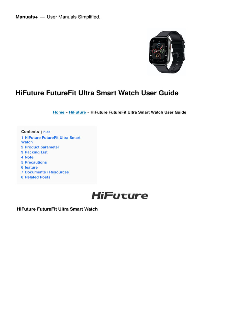 Futurefit Ultra Smart Watch Manual | PDF | Smartwatch | Smartphone