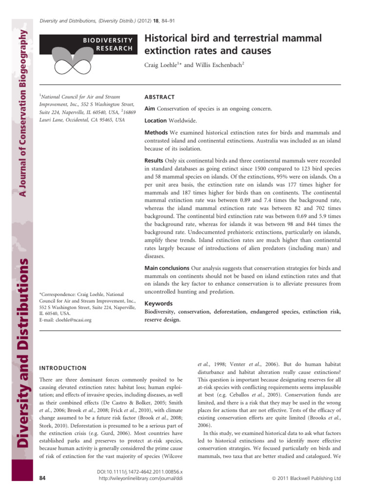 Extinction Rates of Birds and Mammals | PDF | Extinction | Biodiversity
