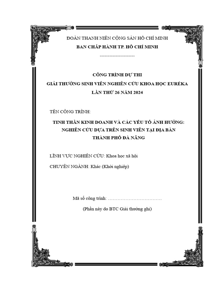 Báo Cáo NCKH TTKD - 2024 - DHDT | PDF