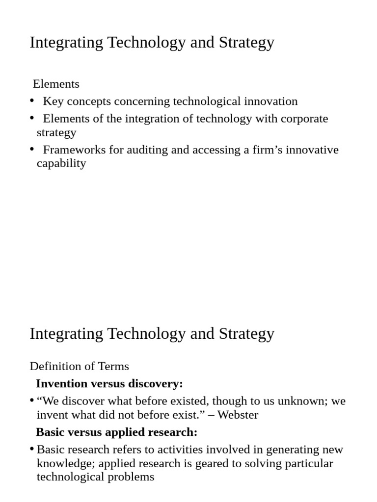 Integrating Technology & Strategy | PDF | Strategic Management | Innovation