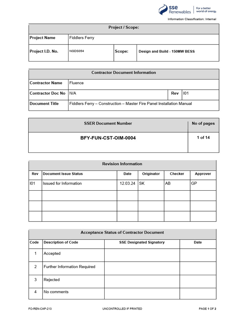BFY-FUN-CST-OIM-0004 - Master Fire Panel Installation Manual (1) | PDF