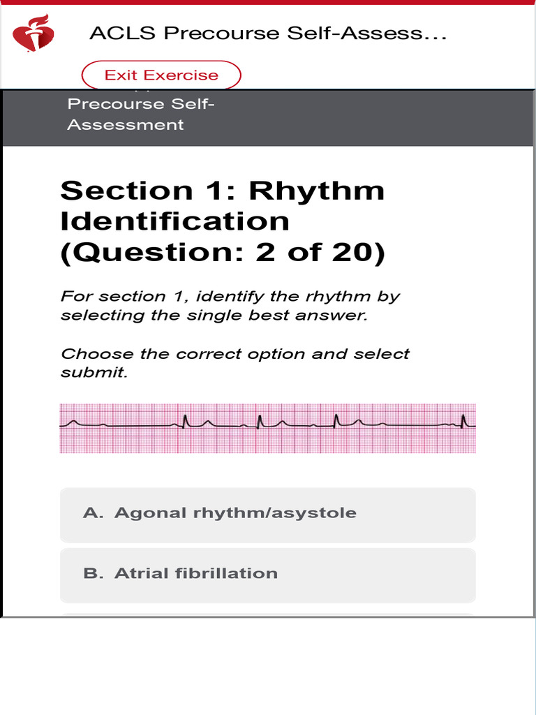 AHA eLearning ACLS Precourse Self-Assessment 2 | PDF
