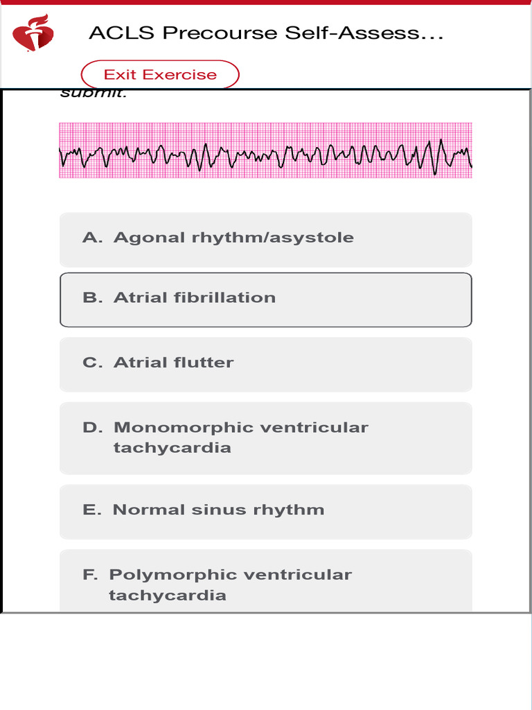AHA ELearning ACLS Precourse Self-Assessment 3 | PDF