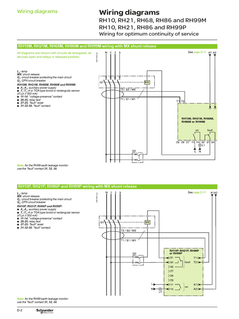 RH Wiring Diagrams with MX Shunt Release | PDF