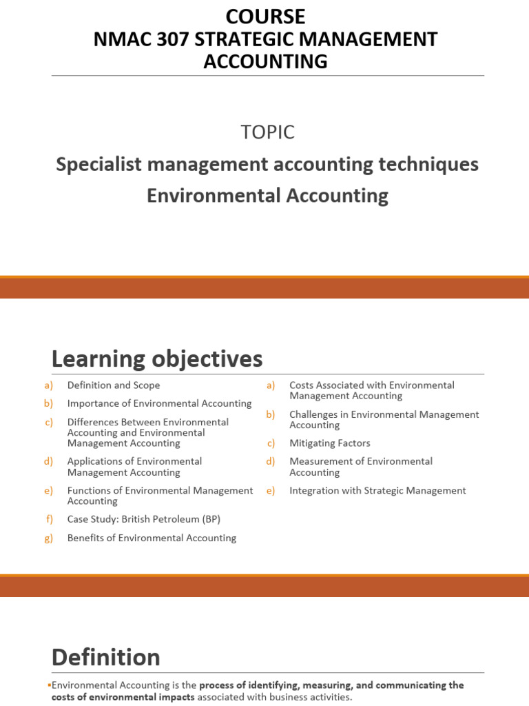 Lecture 3 Environmental Accounting | PDF | Life Cycle Assessment | Sustainability